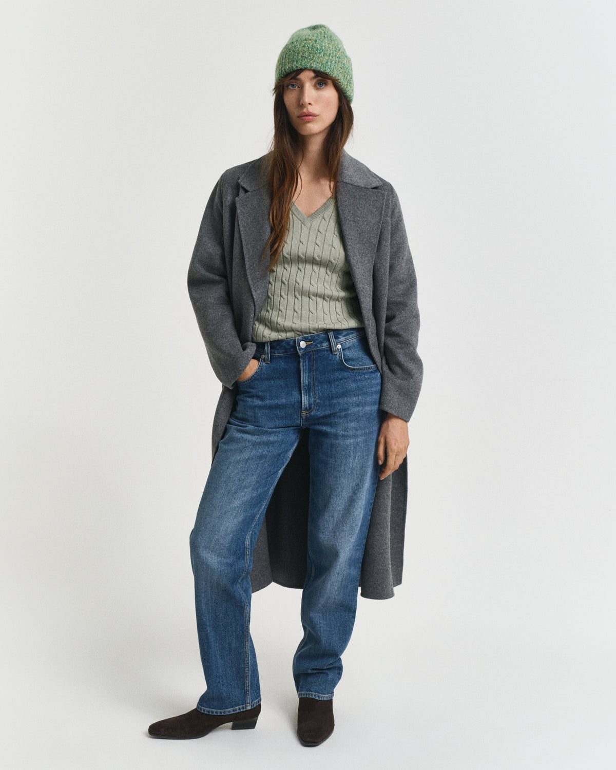 Stretch Cotton Cable Knit V-Neck Sweater – GANT